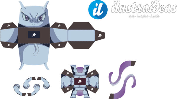 Paper Toy de Mewtwo - Pokémon - Ilustraideas