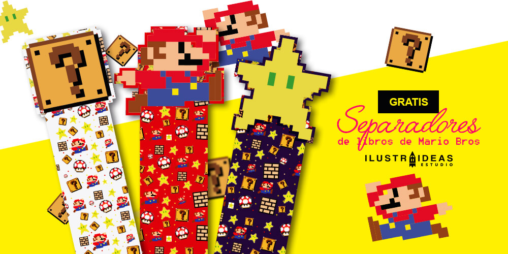 Separadores de libros de Mario Bros | Ilustraideas