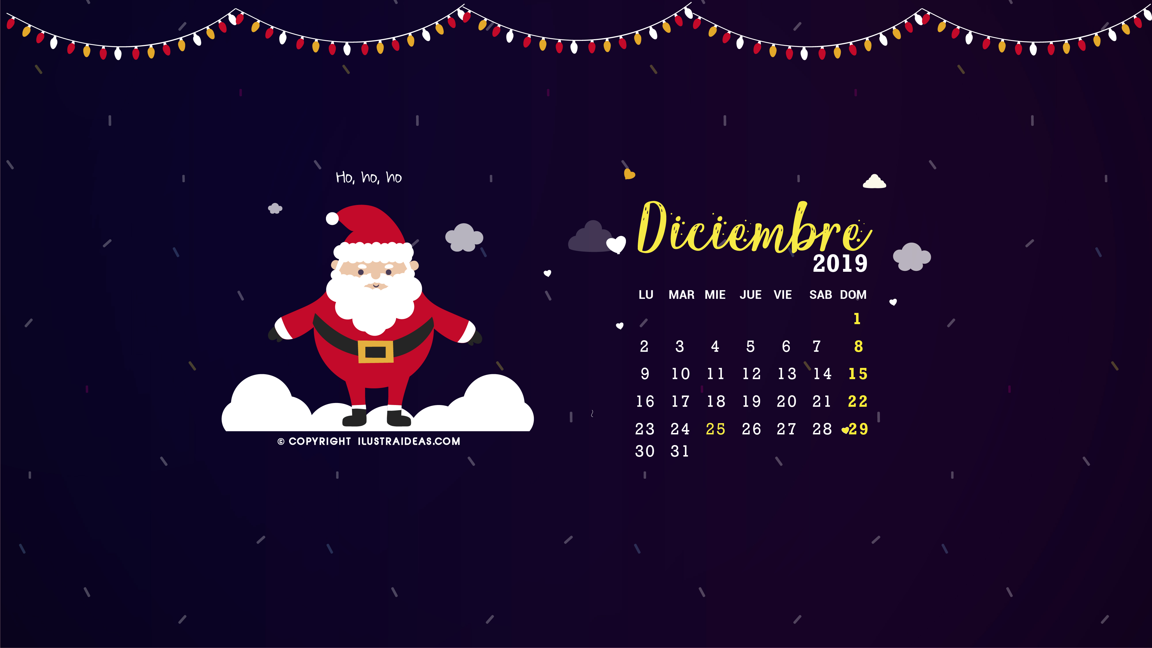 Calendario diciembre 2019 - Descarga | Ilustraideas